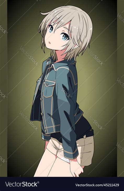 Anime Girl Side View Template Royalty Free Vector Image