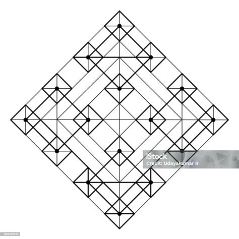 정사각형 그래프 신성한 기하학 벡터 디자인 요소 이 종교 철학 및 영성의 상징입니다 복잡한 일러스트레이션으로 기하학의 세계 Sacred Geometry에 대한 스톡 벡터