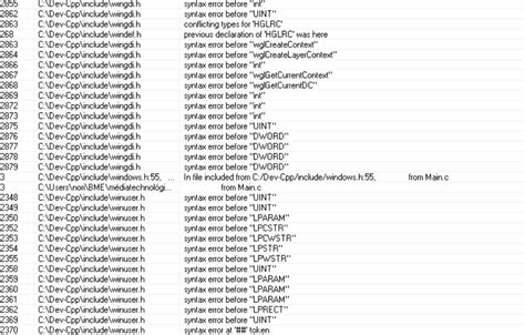 C Windowsh Files Have Hundreds Of Syntax Error Stack Overflow