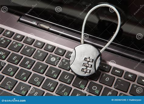 Closeup Of Laptop With Cipher Padlock Information Security Concept