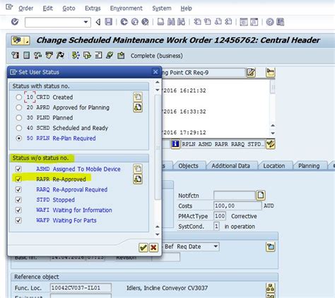 Solved Delete User Status Of Work Order Header Sap Community
