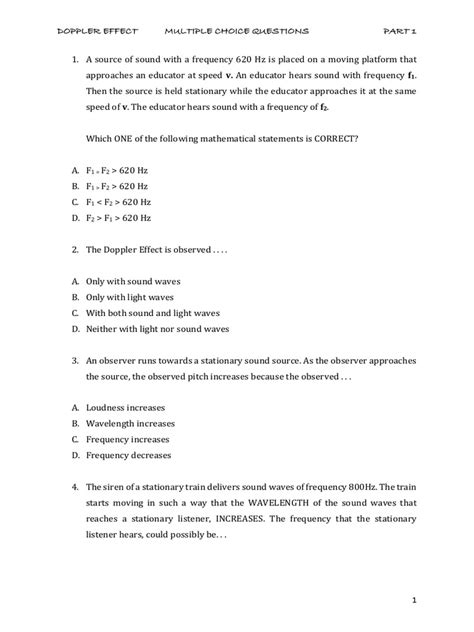 Doppler Effect Part 1 Pdf Doppler Effect Sound