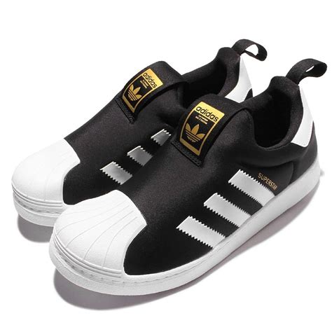 Adidas 休閒鞋 Superstar 360 C 襪套 童鞋 愛迪達 三葉草 經典貝殼頭 無鞋帶 黑 白 S32130 Adidas