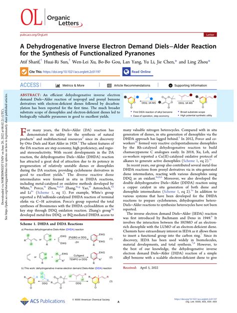 Pdf A Dehydrogenative Inverse Electron Demand Diels Alder Reaction