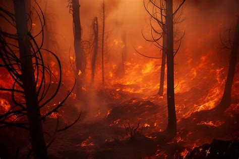 Premium Ai Image Wildfire Heatwaves And Smoke Swirls Generative Ai