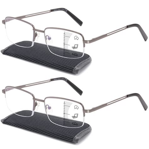 Premium 2 Pack Durable Progressive Multifocus Reading Glasses For Men Blue Light Blocking