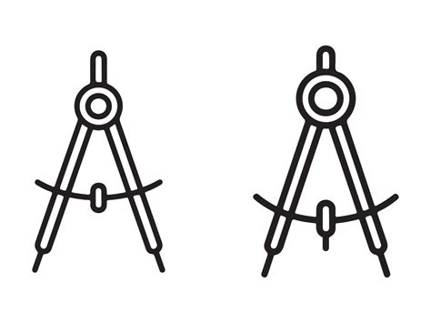 Simple Black Line Drawing Of A Pair Of Compasses 69922670 Vector Art