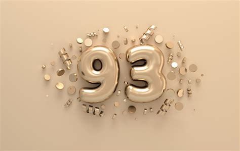 축제 색종이와 나선형 리본 황금 3d 번호 93 93개의 애니버서리 이벤트 파티를 축하하기 위한 포스터 템플릿 3d 렌더링 0명에 대한 스톡 사진 및 기타 이미지 Istock