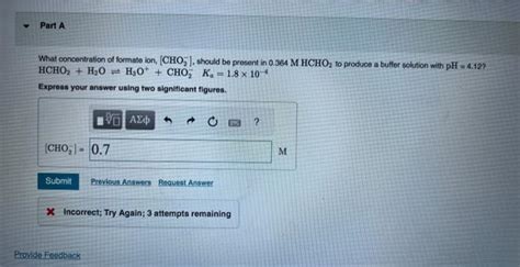 Solved What Concentration Of Formate Ion Cho2− Should Be