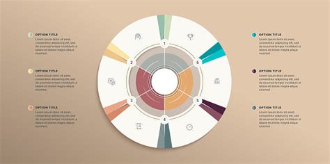 6단계 원이 있는 비즈니스 프로세스 차트 인포그래픽 라운드 워크플로우 그래픽 요소 회사 순서도 프레젠테이션 슬라이드입니다 플랫