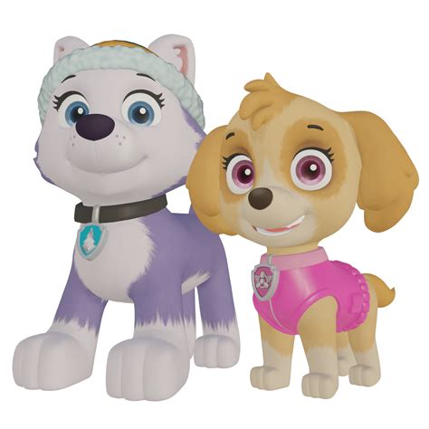 Paw Patrol Test Render Everest And Skye By Unknowndata Br On Deviantart