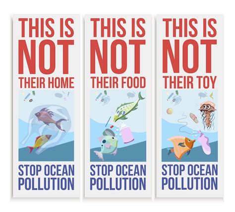 Premium Vector Set Of Banners With Ocean Pollution Thematics Three