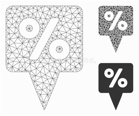 Percent Map Pointer Vector Mesh Wire Frame Model And Triangle Mosaic Icon Stock Vector