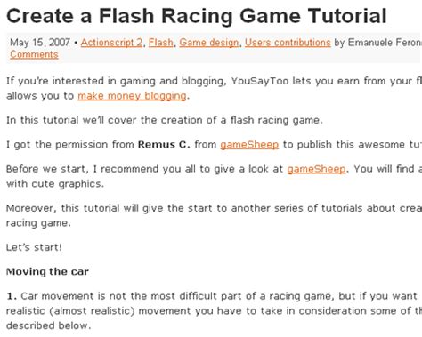 A Complete Round Up Of Awesome Flash Game Tutorials Webgranth
