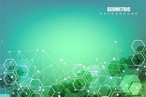 연결된 선과 점이 있는 기하학적 추상적 배경입니다 구조 분자 및 통신 빅 데이터 시각화 의료 기술 과학 배경 벡터 그림입니다 0명에 대한 스톡 벡터 아트 및 기타 이미지