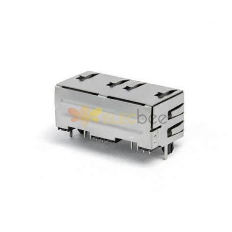 Rj45 8p8c 1x2 Female Socket Right Angle Network Pcb Mount Shield Without Led
