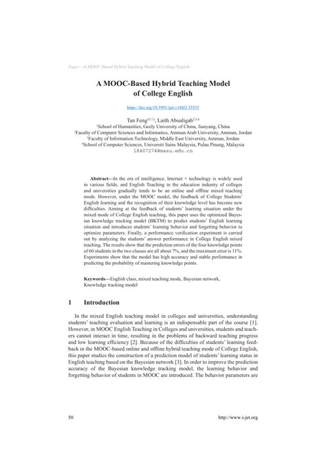 Pdf A Mooc Based Hybrid Teaching Model Of College English