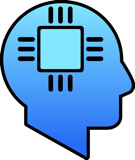 Artificial Intelligence Illustration Icon Of Head With Microchip Chip In Head For Artificial