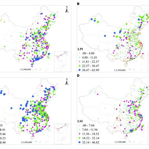 Spatial Variations In The Landscape Metrics For Vg A D Vg