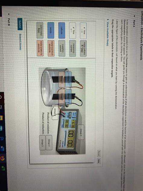 Solved Simulation Electrolysis Experiments Part A In The