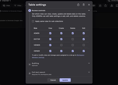 setup automated table roles rowy docs