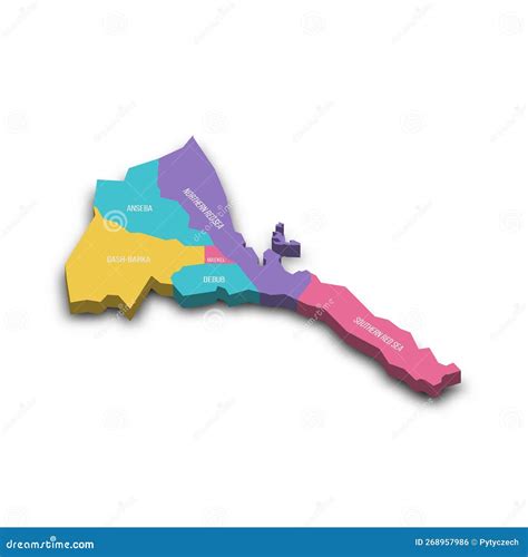 Eritrea Political Map Of Administrative Divisions Cartoon Vector 351498815
