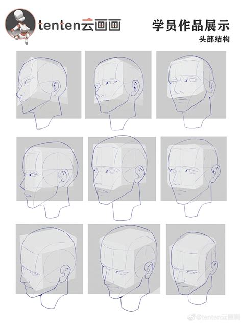 Tenten云画画 人体结构头部方块 花瓣网