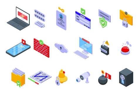 Premium Vector Password Protection Icons Set Isometric Set Of Password Protection Vector