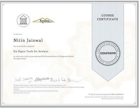 Nitin Jaiswal On Linkedin Coursera Sixsigma Kennesawstateuniversity