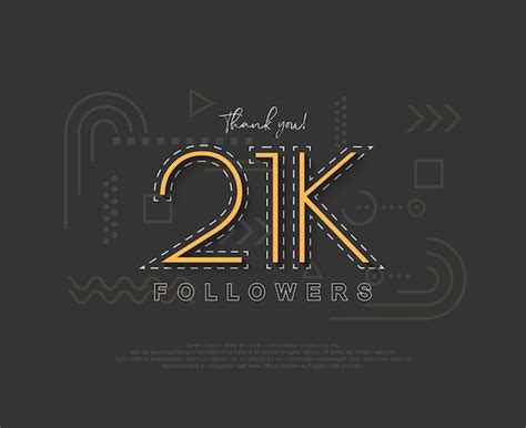 숫자와 가는 선이 있는 독특하고 단순한 21k 팔로워 프리미엄 벡터