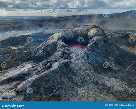 Volcanic Crater During The Day With Sunshine Stock Image Image Of