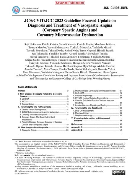 2023 Guideline Dx And Tto Of Minoca Inoca Pdf Myocardial Infarction