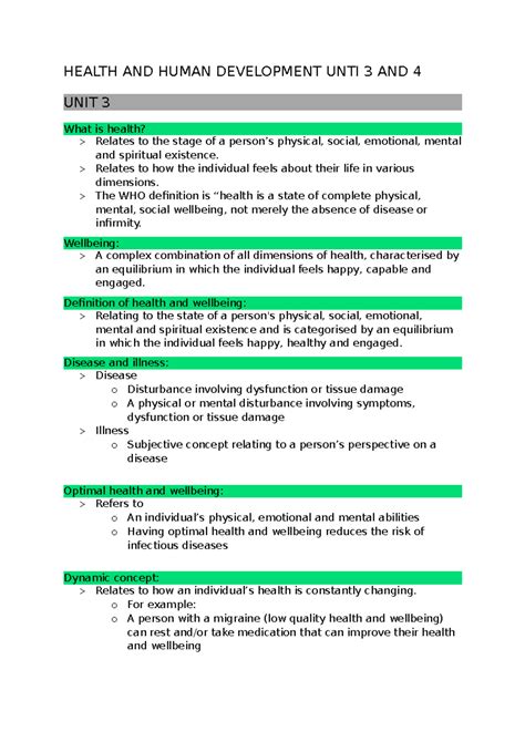 Hhd Notes Definitions Information And Content Of The Whole Unit Study Design Studocu