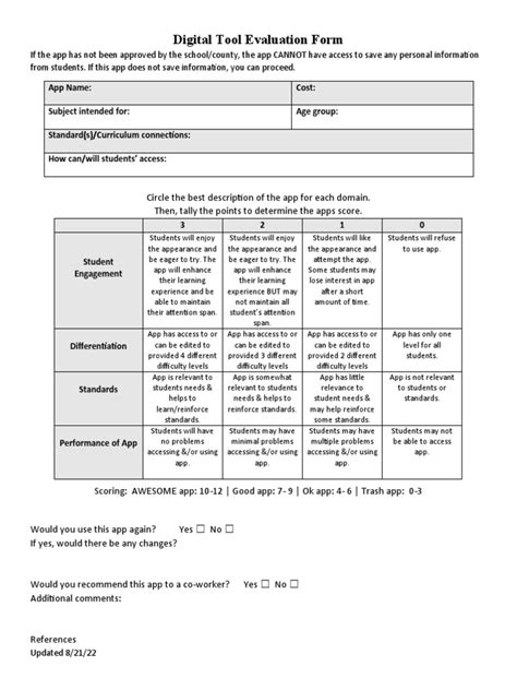 Digital Tool Evaluation Form Pdf Behavior Modification Cognitive