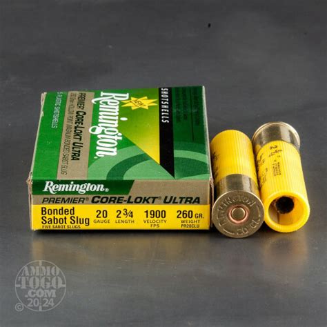 20 Gauge Ammo 5 Rounds Of 260 Grain Sabot Slug By Remington