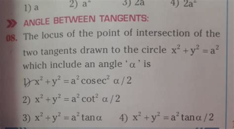 Angle Between Tangents 08 The Locus Of The Point Of Intersection Of