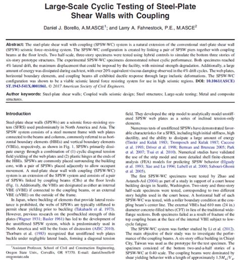 Steel Plate Shear Wall With Coupling Under Cyclic Loading Hysteresis Analysis Abaqus Abaqus