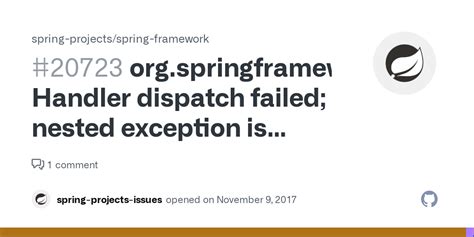 Orgspringframeworkwebutilnestedservletexception Handler Dispatch Failed Nested Exception