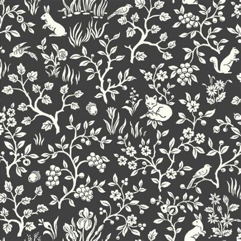 York Wallcoverings Straight Black Fox And Hare Wallpaper Magnolia Home