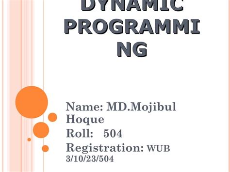 Dynamic Programming Ppt