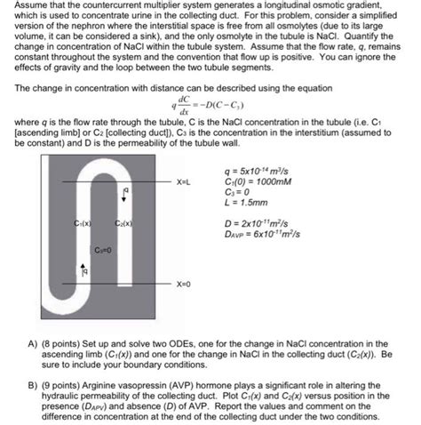 Solved Assume That The Countercurrent Multiplier System