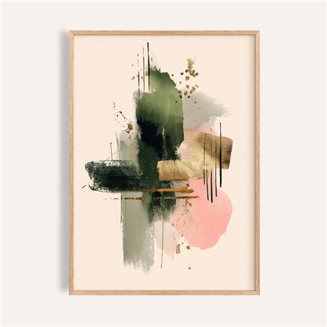 Contemporary Art Poster Abstract Wall Art In Pink Gold