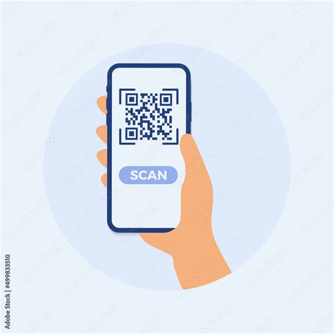 Smartphone Mockup In Human Hand Scan QR Code Vector Flat Colorful Technology Illustration