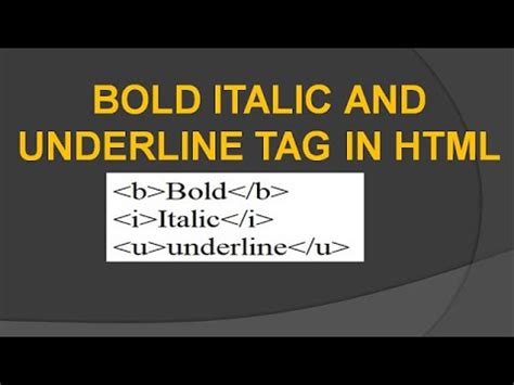 Bold Italic And Underline Tag In HTML YouTube