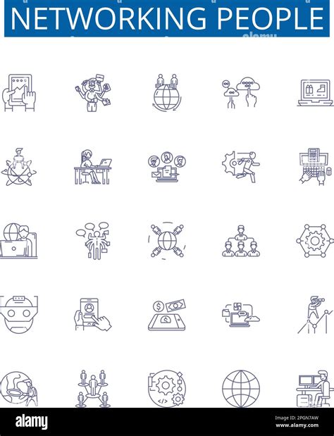 Networking People Line Icons Signs Set Design Collection Of Networking People Connections