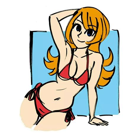 Jf Illustration Mona Warioware Nintendo Warioware Bikini Blue Eyes Long Hair Orange