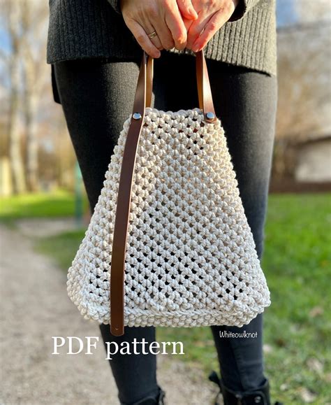 Macrame Bag PDF Pattern Market Bag DIY Modern Boho Purse Etsy