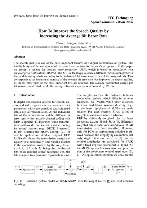 Pdf How To Improve The Speech Quality By Increasing The Average Bit Error Rate