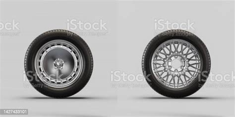 흰색 바탕에 자동차 바퀴 정면보기에서 반짝이는 림이있는 고립 된 자동차 타이어 3d 렌더링 0명에 대한 스톡 사진 및 기타 이미지 Istock