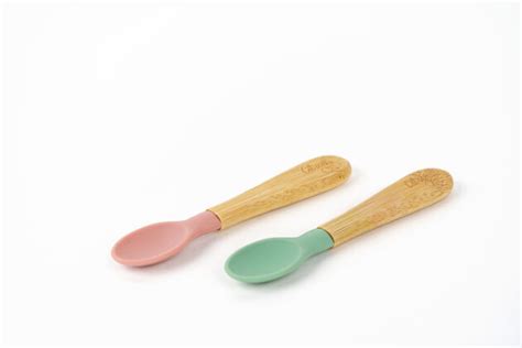 Organic Bamboo Spoons Set Of 2 Bubbleeboo